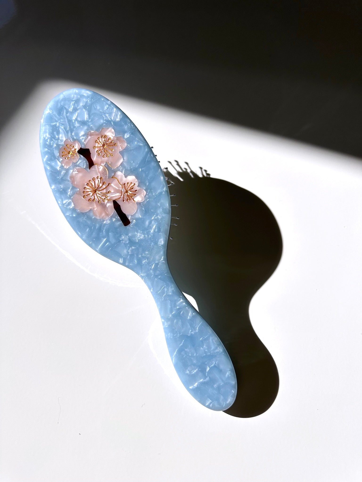 Hand-painted Cherry Blossom Acetate 2-1 Hair Brush | Eco-Friendly ...