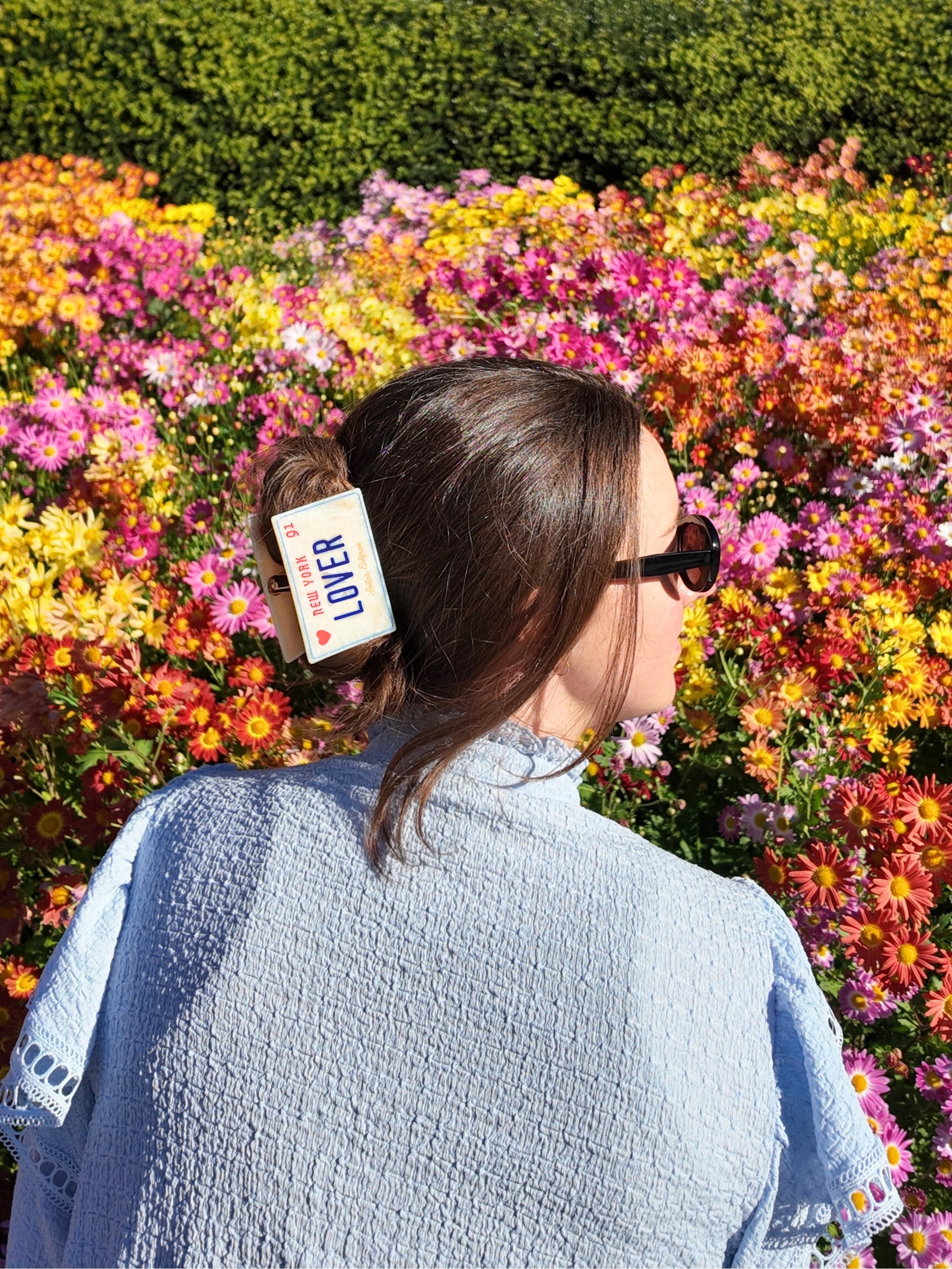 Hand-Painted Lover License Plate Claw Clip | Eco-Friendly – Solar Eclipse